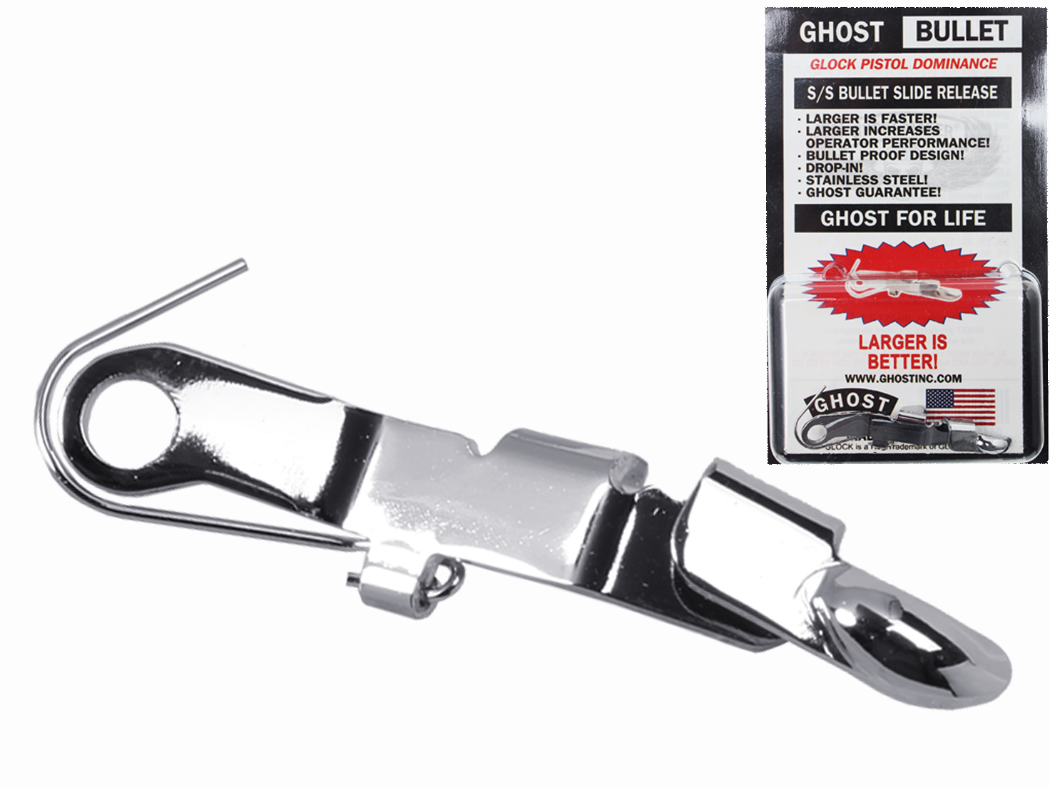 Ghost Bullet Extended Slide Stop Release for Glock 17 19 20 21 22 23 26 ...