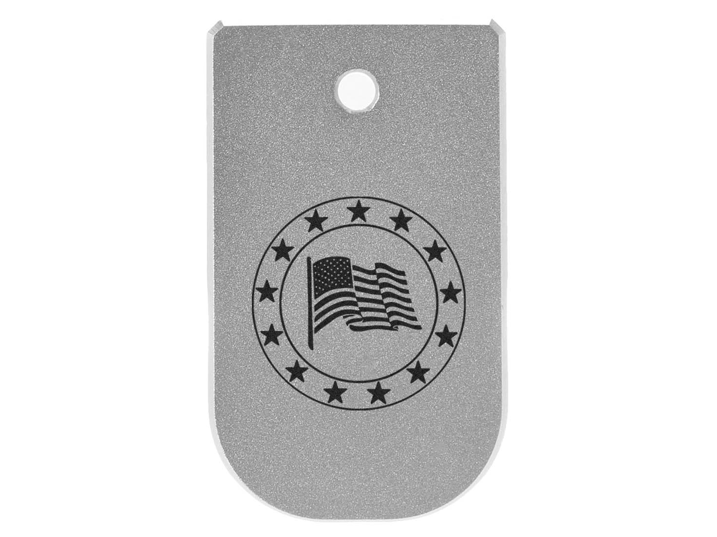 NDZ Glock 43X 48 Magazine Base Plate Aluminum Silver, Black Engravings ...