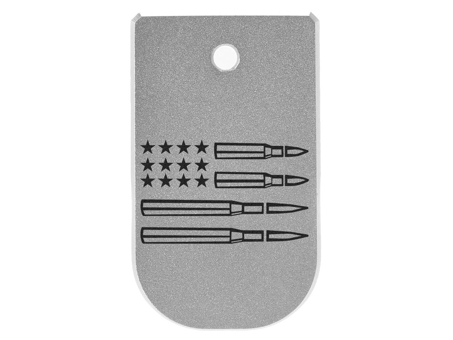 NDZ Glock 43X 48 Magazine Base Plate Aluminum Silver, Black Engravings ...